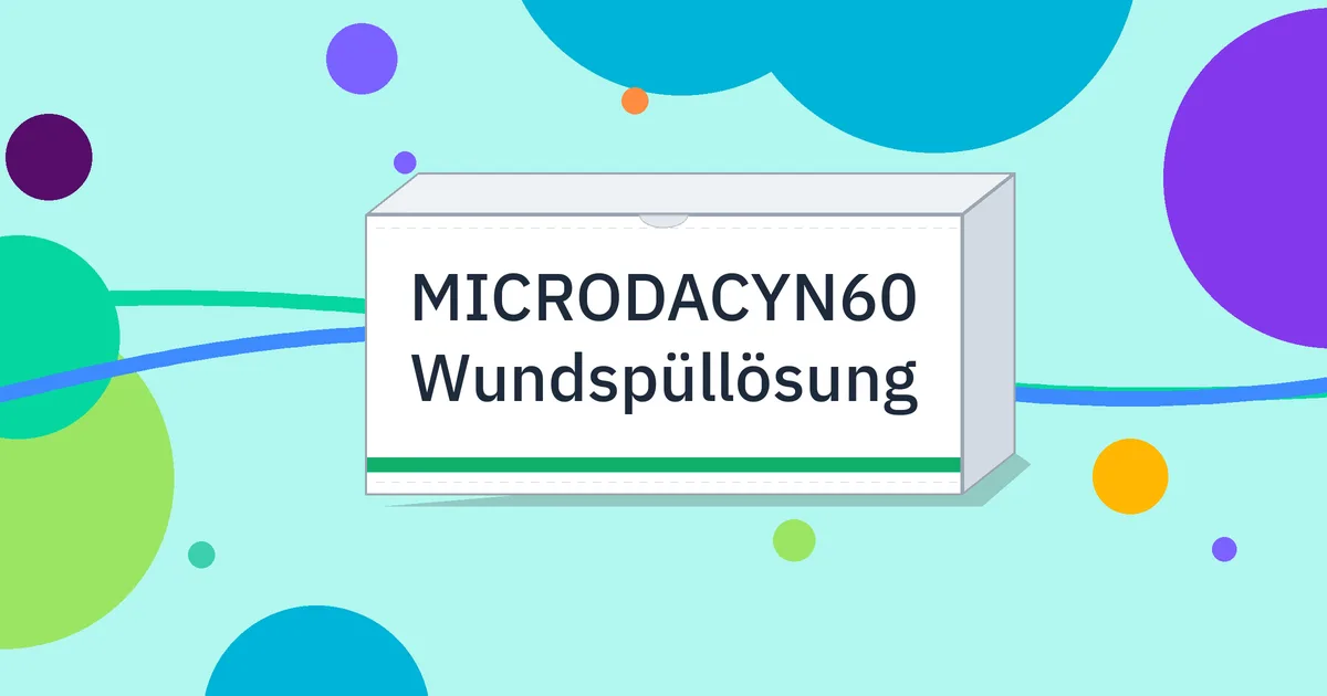 Symbolbild: Packung mit der Aufschrift MICRODACYN60 Wundspüllösung (PZN 20101849) – Verfügbarkeit und Bezug in Apotheken in Frankfurt am Main