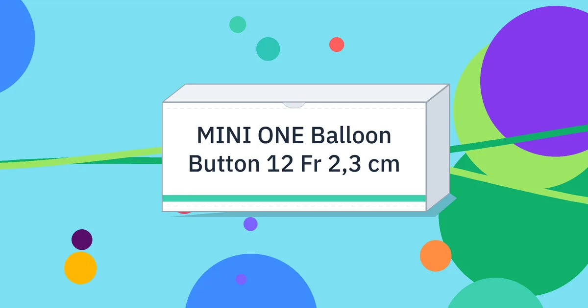 Symbolbild: Packung mit der Aufschrift MINI ONE Balloon Button 12 Fr 2,3 cm (PZN 14341733) – Verfügbarkeit und Bezug in Apotheken in Frankfurt am Main