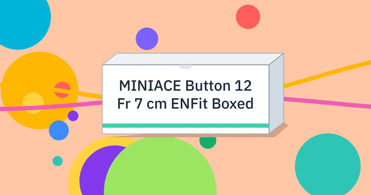 Symbolbild: Packung mit der Aufschrift MINIACE Button 12 Fr 7 cm ENFit Boxed (PZN 16953788) – Verfügbarkeit und Bezug in Apotheken in Frankfurt am Main