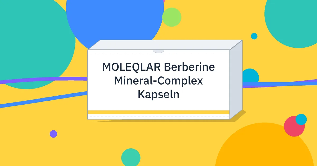Symbolbild: Packung mit der Aufschrift MOLEQLAR Berberine Mineral-Complex Kapseln (PZN 19790683) – Verfügbarkeit und Bezug in Apotheken in Frankfurt am Main