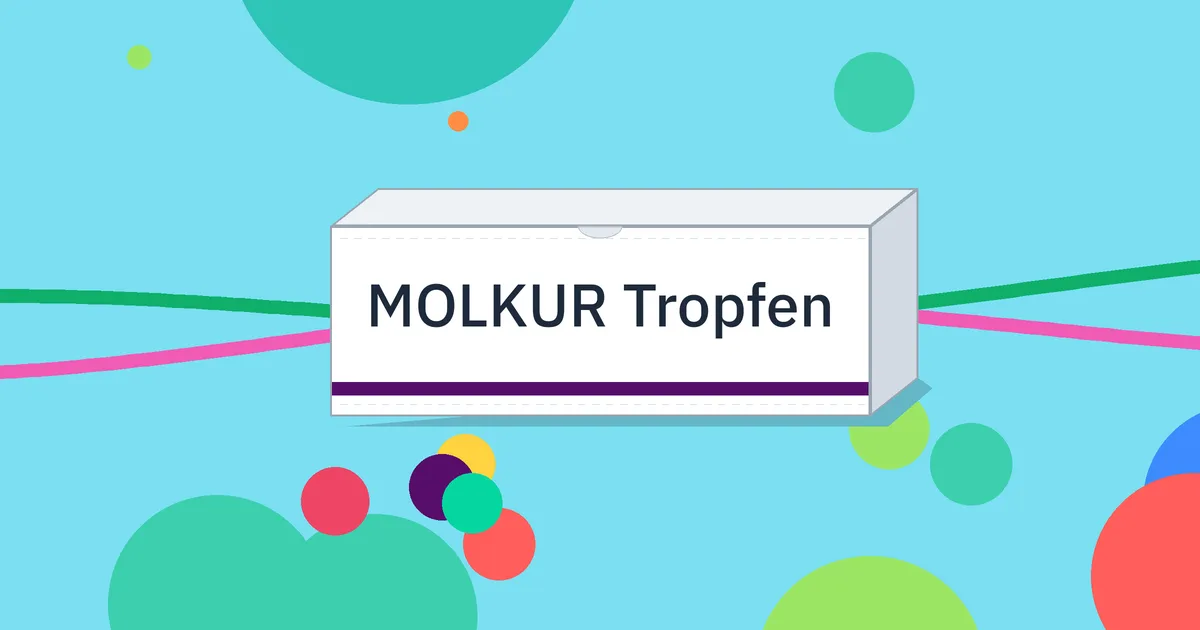 Symbolbild: Packung mit der Aufschrift MOLKUR Tropfen (PZN 00683631) – Verfügbarkeit und Bezug in Apotheken in Frankfurt am Main