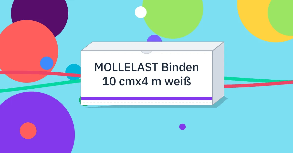 Symbolbild: Packung mit der Aufschrift MOLLELAST Binden 10 cmx4 m weiß (PZN 15430485) – Verfügbarkeit und Bezug in Apotheken in Frankfurt am Main