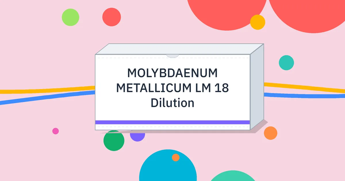 Symbolbild: Packung mit der Aufschrift MOLYBDAENUM METALLICUM LM 18 Dilution (PZN 13609872) – Verfügbarkeit und Bezug in Apotheken in Frankfurt am Main