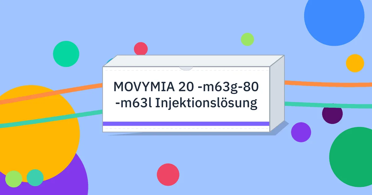 Symbolbild: Packung mit der Aufschrift MOVYMIA 20 -m63g-80 -m63l Injektionslösung (PZN 17375862) – Verfügbarkeit und Bezug in Apotheken in Frankfurt am Main