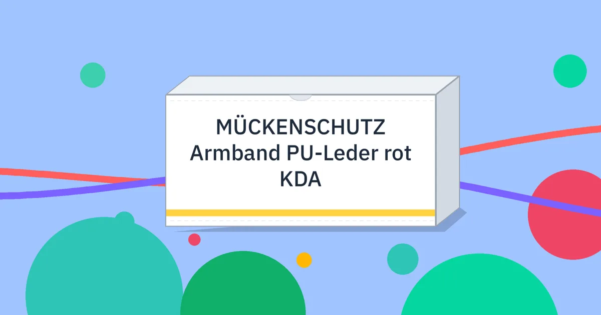 Symbolbild: Packung mit der Aufschrift MÜCKENSCHUTZ Armband PU-Leder rot KDA (PZN 15319115) – Verfügbarkeit und Bezug in Apotheken in Frankfurt am Main