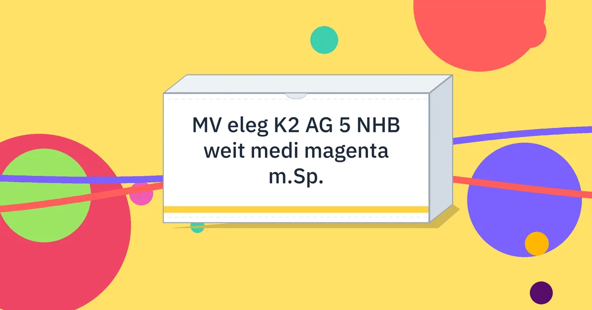 Symbolbild: Packung mit der Aufschrift MV eleg K2 AG 5 NHB weit medi magenta m.Sp. (PZN 15728776) – Verfügbarkeit und Bezug in Apotheken in Frankfurt am Main