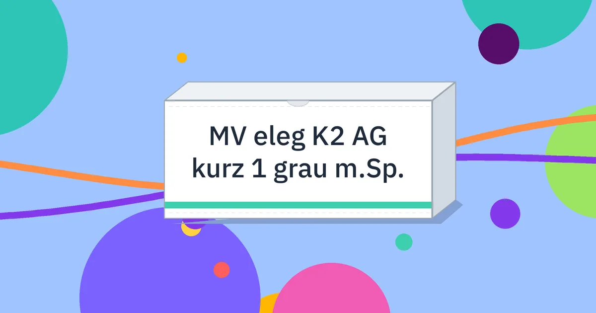 Symbolbild: Packung mit der Aufschrift MV eleg K2 AG kurz 1 grau m.Sp. (PZN 18924704) – Verfügbarkeit und Bezug in Apotheken in Frankfurt am Main