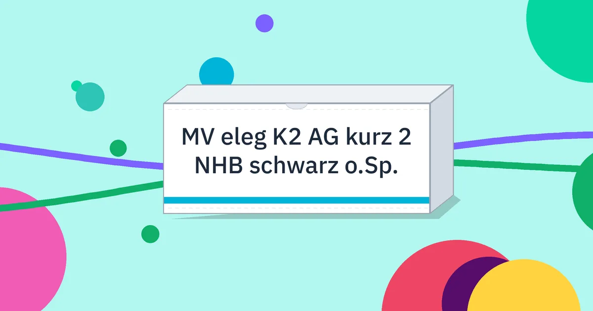 Symbolbild: Packung mit der Aufschrift MV eleg K2 AG kurz 2 NHB schwarz o.Sp. (PZN 15717264) – Verfügbarkeit und Bezug in Apotheken in Frankfurt am Main
