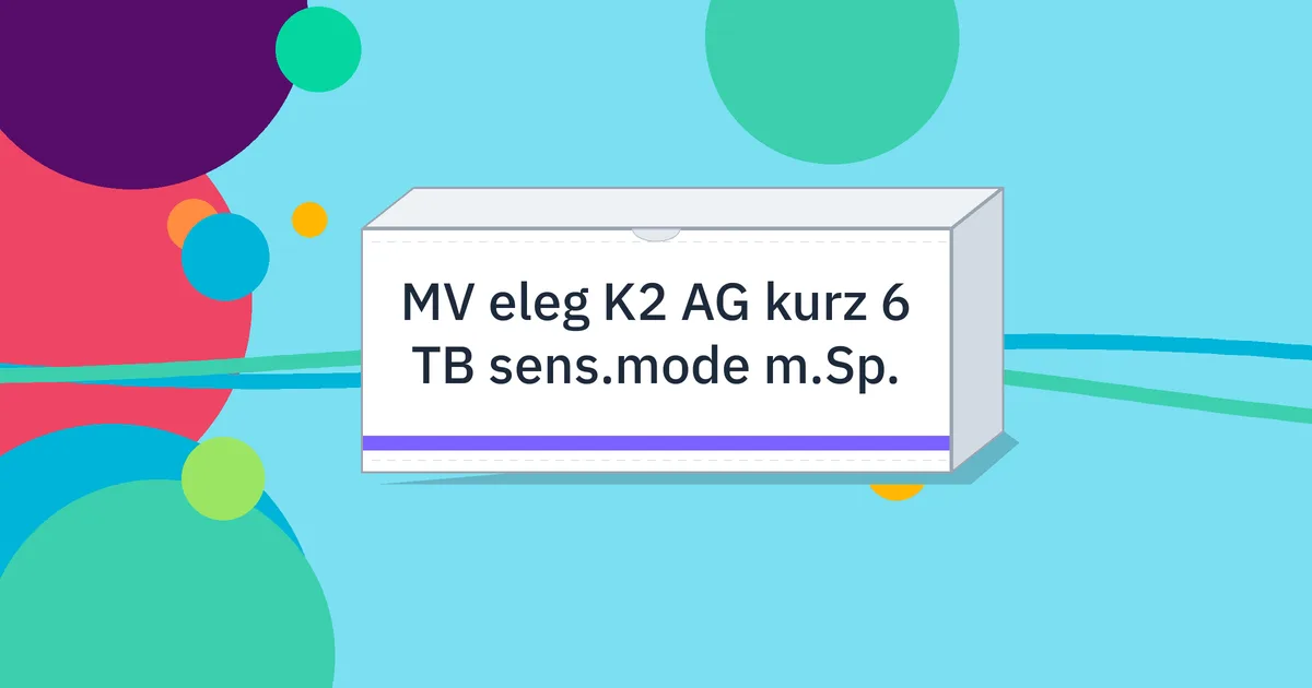 Symbolbild: Packung mit der Aufschrift MV eleg K2 AG kurz 6 TB sens.mode m.Sp. (PZN 09863151) – Verfügbarkeit und Bezug in Apotheken in Frankfurt am Main
