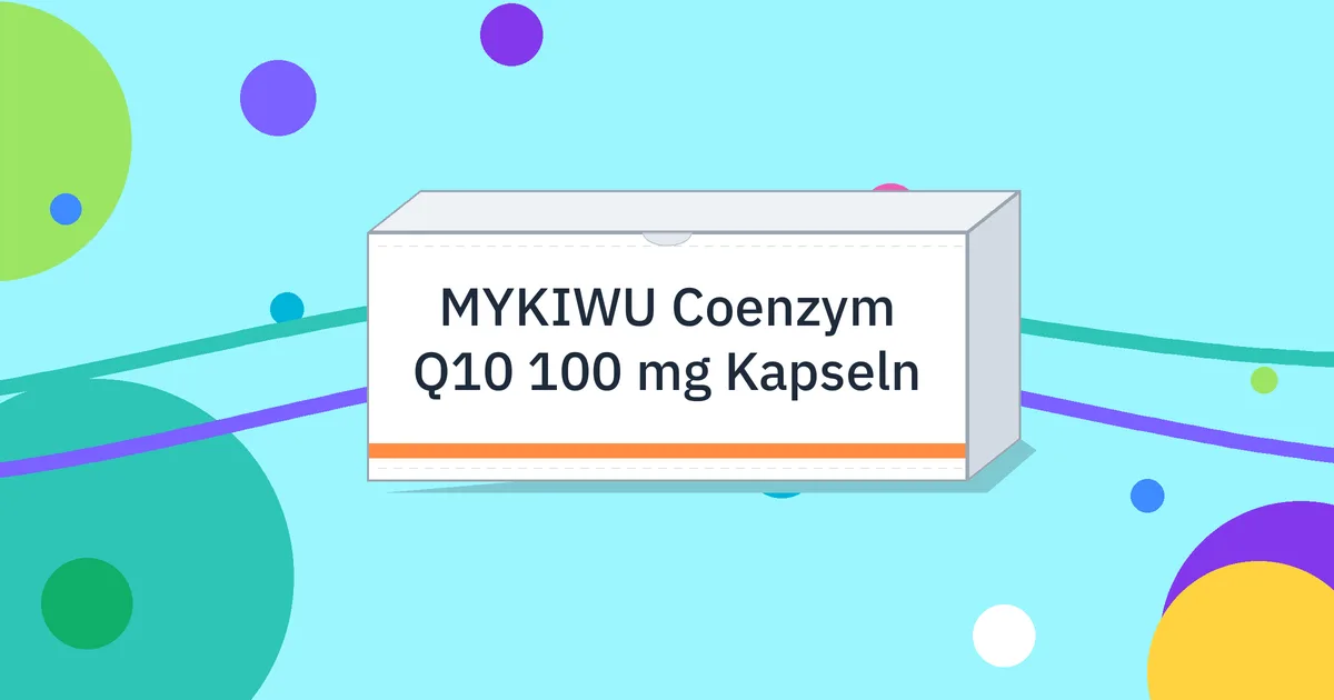 Symbolbild: Packung mit der Aufschrift MYKIWU Coenzym Q10 100 mg Kapseln (PZN 20121214) – Verfügbarkeit und Bezug in Apotheken in Frankfurt am Main