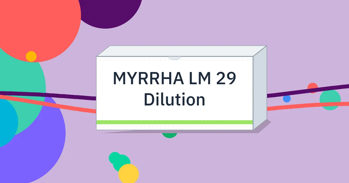 Symbolbild: Packung mit der Aufschrift MYRRHA LM 29 Dilution (PZN 12957789) – Verfügbarkeit und Bezug in Apotheken in Frankfurt am Main