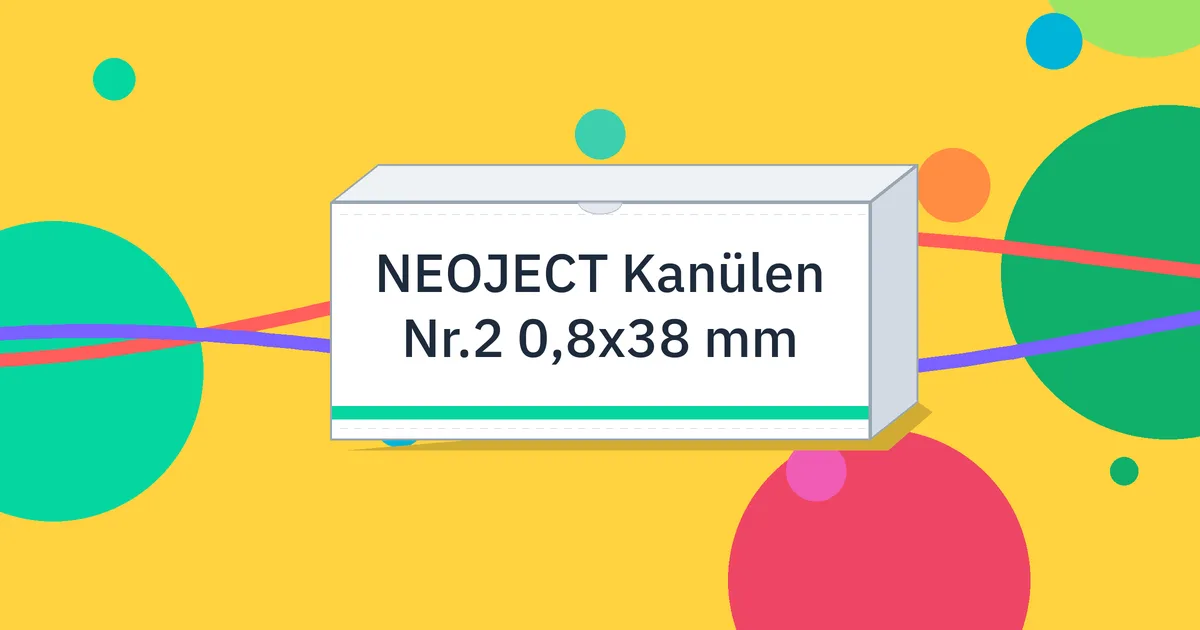 Symbolbild: Packung mit der Aufschrift NEOJECT Kanülen Nr.2 0,8x38 mm (PZN 03043174) – Verfügbarkeit und Bezug in Apotheken in Frankfurt am Main