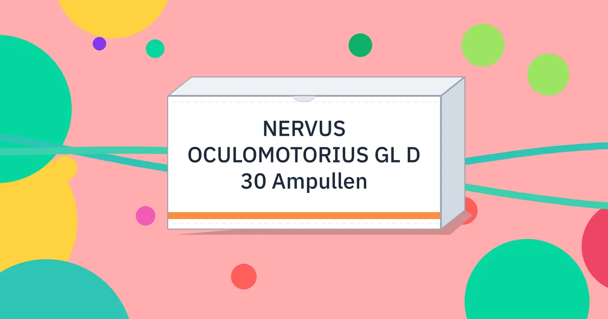 Symbolbild: Packung mit der Aufschrift NERVUS OCULOMOTORIUS GL D 30 Ampullen (PZN 02940606) – Verfügbarkeit und Bezug in Apotheken in Frankfurt am Main