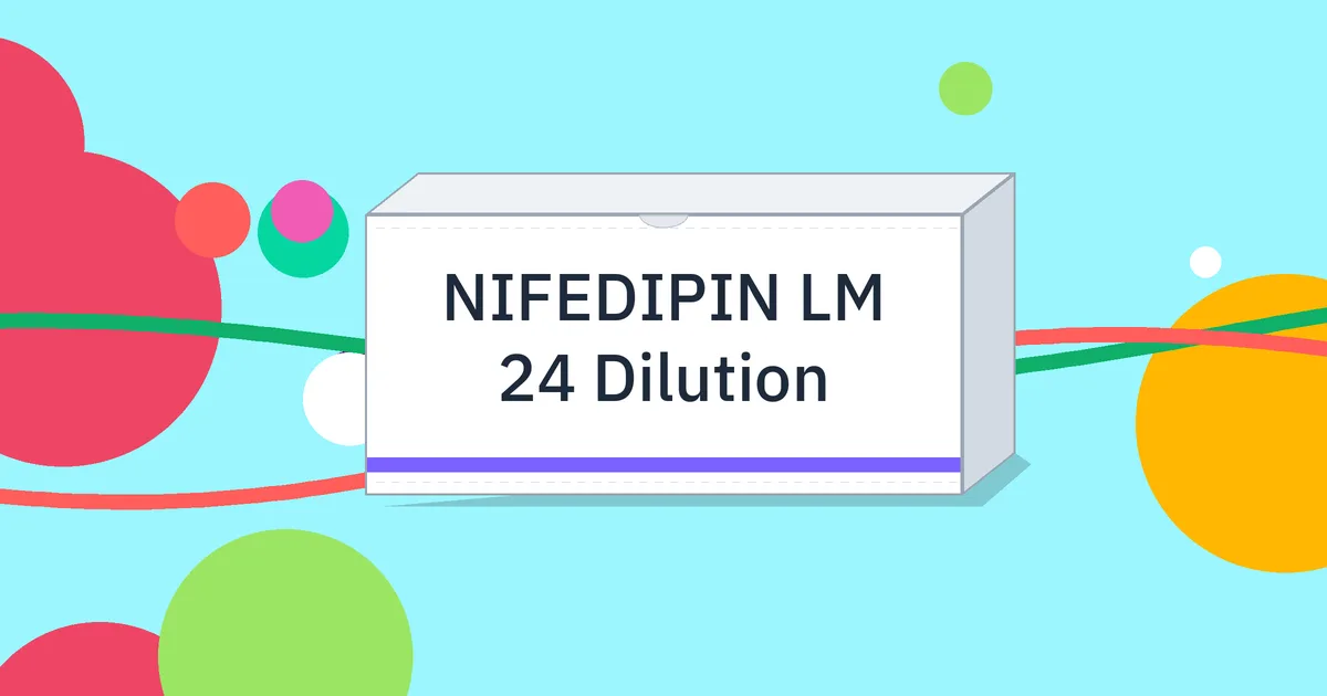 Symbolbild: Packung mit der Aufschrift NIFEDIPIN LM 24 Dilution (PZN 12969663) – Verfügbarkeit und Bezug in Apotheken in Frankfurt am Main