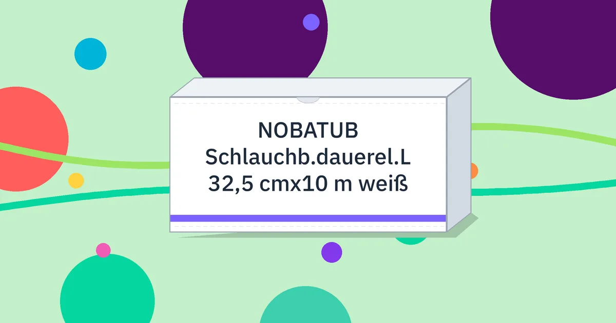 Symbolbild: Packung mit der Aufschrift NOBATUB Schlauchb.dauerel.L 32,5 cmx10 m weiß (PZN 07094205) – Verfügbarkeit und Bezug in Apotheken in Frankfurt am Main