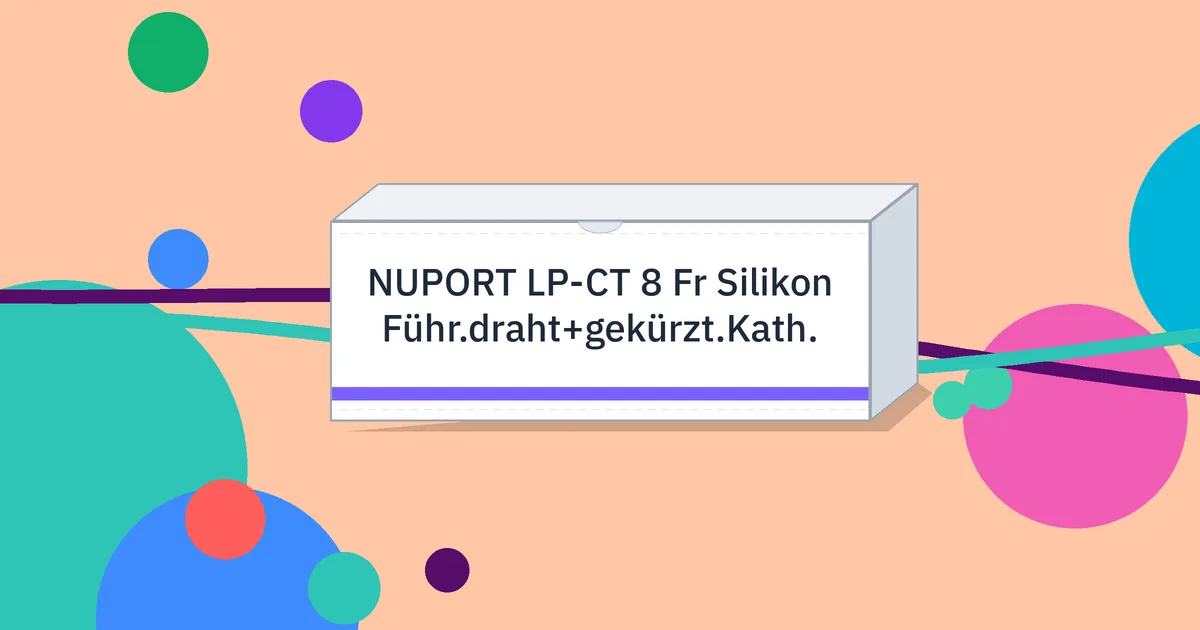 Symbolbild: Packung mit der Aufschrift NUPORT LP-CT 8 Fr Silikon Führ.draht+gekürzt.Kath. (PZN 16358726) – Verfügbarkeit und Bezug in Apotheken in Frankfurt am Main