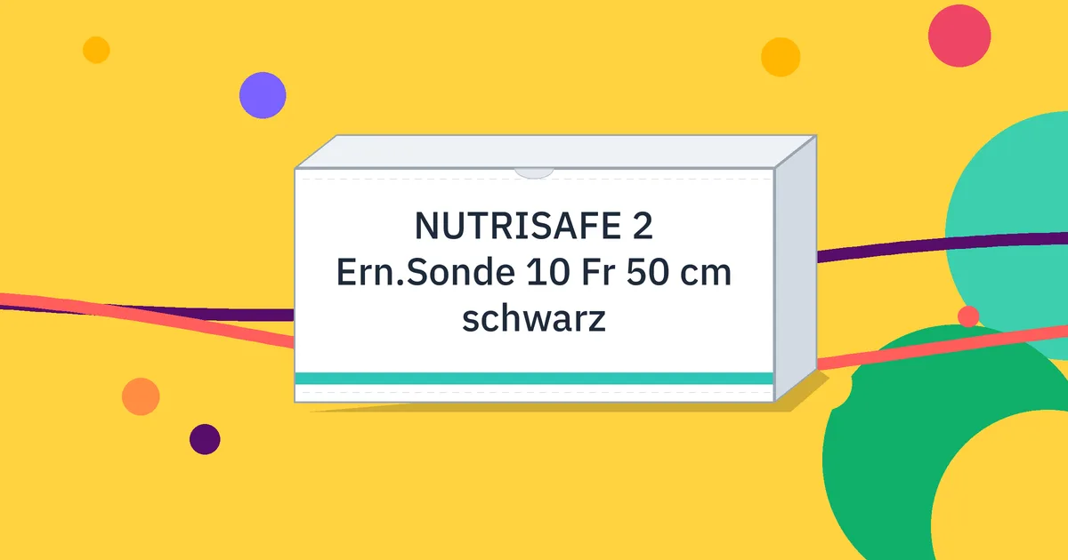 Symbolbild: Packung mit der Aufschrift NUTRISAFE 2 Ern.Sonde 10 Fr 50 cm schwarz (PZN 06847341) – Verfügbarkeit und Bezug in Apotheken in Frankfurt am Main