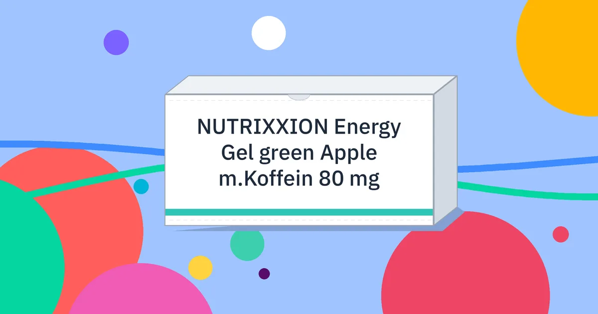 Symbolbild: Packung mit der Aufschrift NUTRIXXION Energy Gel green Apple m.Koffein 80 mg (PZN 14212898) – Verfügbarkeit und Bezug in Apotheken in Frankfurt am Main