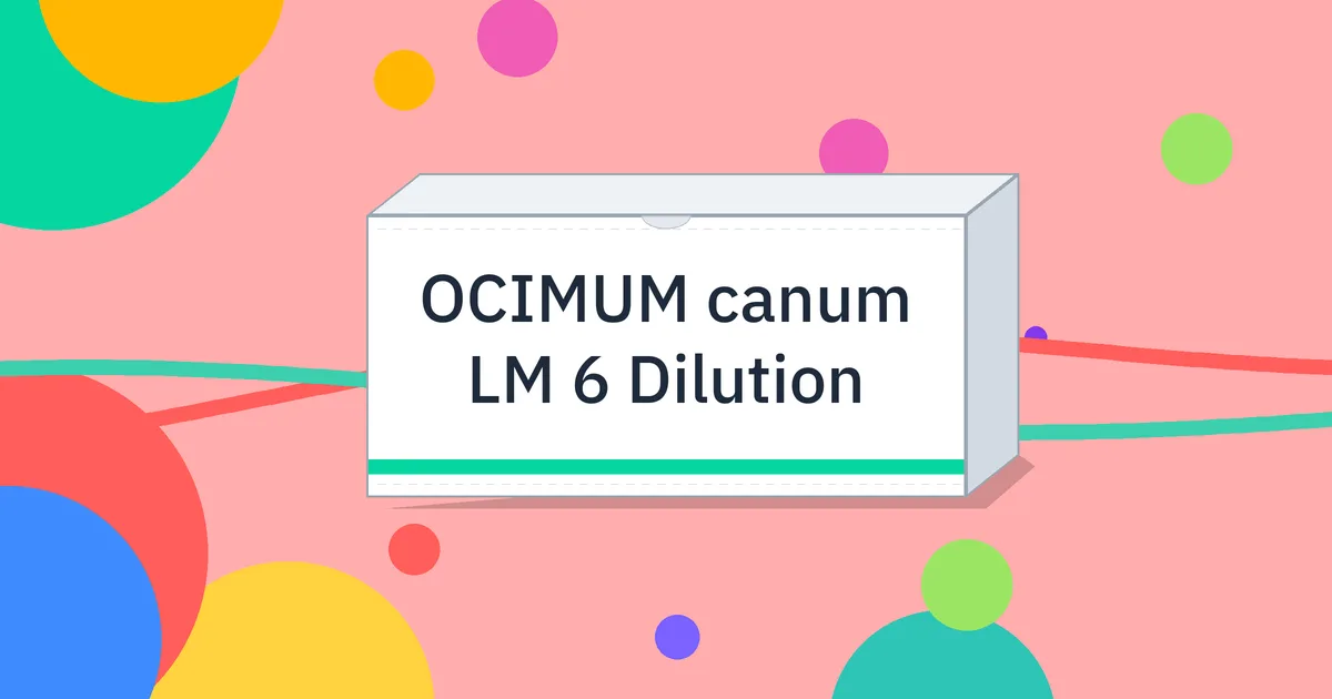 Symbolbild: Packung mit der Aufschrift OCIMUM canum LM 6 Dilution (PZN 13621809) – Verfügbarkeit und Bezug in Apotheken in Frankfurt am Main