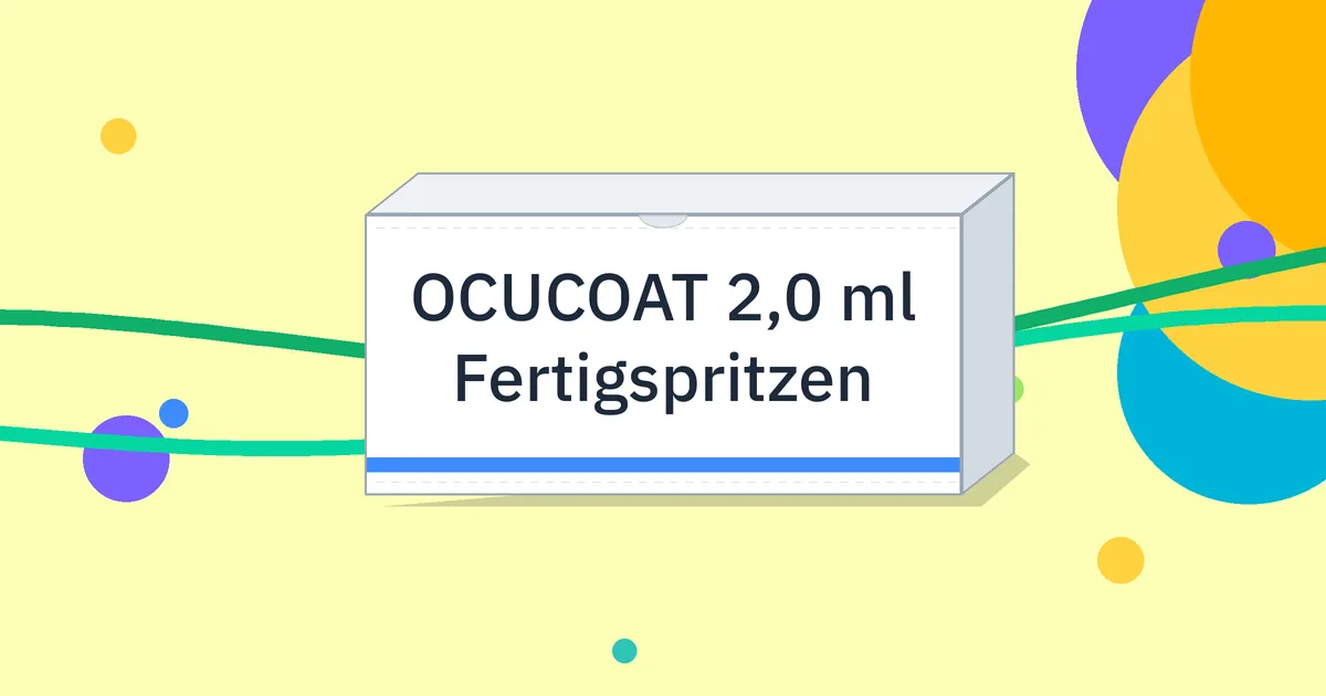 Symbolbild: Packung mit der Aufschrift OCUCOAT 2,0 ml Fertigspritzen (PZN 09003135) – Verfügbarkeit und Bezug in Apotheken in Frankfurt am Main