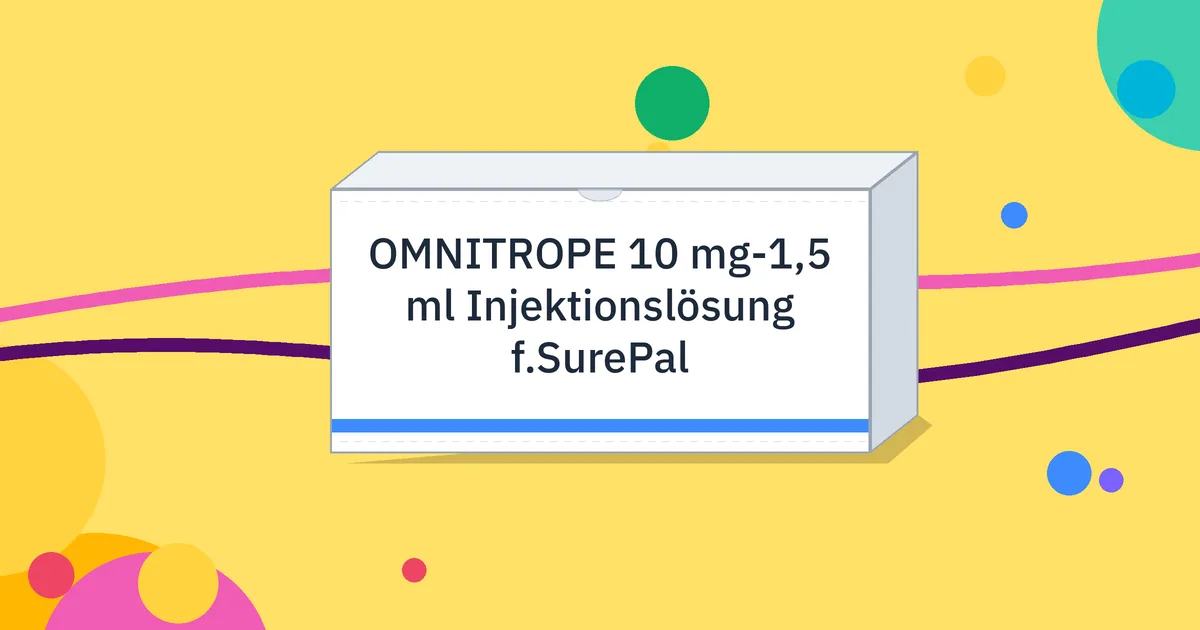 Symbolbild: Packung mit der Aufschrift OMNITROPE 10 mg-1,5 ml Injektionslösung f.SurePal (PZN 16061044) – Verfügbarkeit und Bezug in Apotheken in Frankfurt am Main
