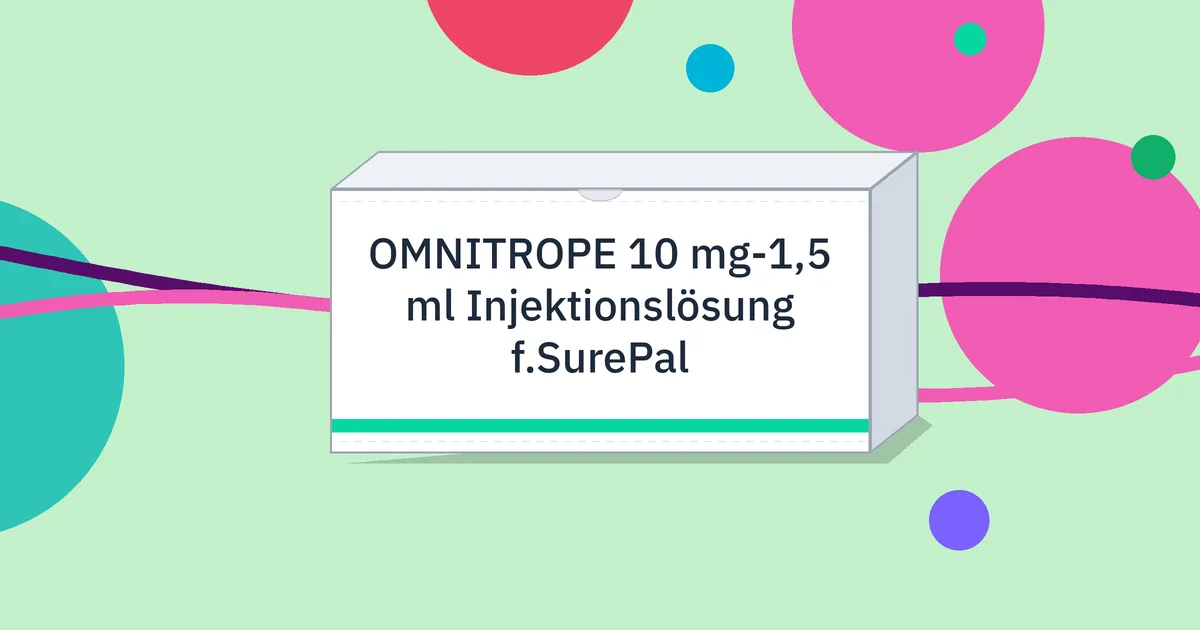 Symbolbild: Packung mit der Aufschrift OMNITROPE 10 mg-1,5 ml Injektionslösung f.SurePal (PZN 19524102) – Verfügbarkeit und Bezug in Apotheken in Frankfurt am Main