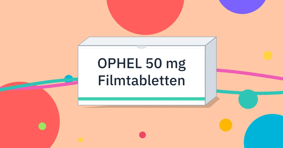 Symbolbild: Packung mit der Aufschrift OPHEL 50 mg Filmtabletten (PZN 19441824) – Verfügbarkeit und Bezug in Apotheken in Frankfurt am Main