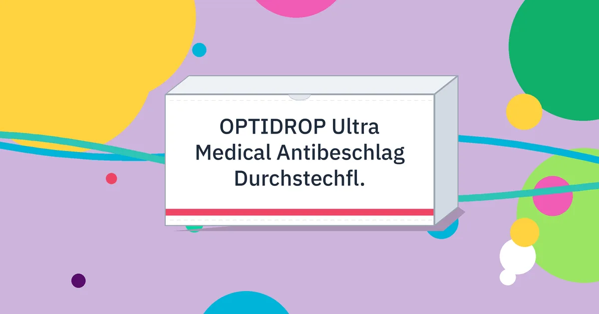 Symbolbild: Packung mit der Aufschrift OPTIDROP Ultra Medical Antibeschlag Durchstechfl. (PZN 13873304) – Verfügbarkeit und Bezug in Apotheken in Frankfurt am Main
