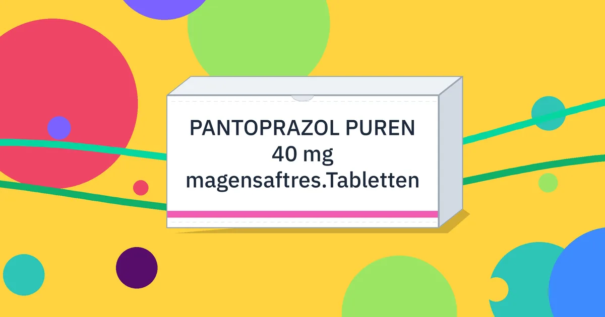 Symbolbild: Packung mit der Aufschrift PANTOPRAZOL PUREN 40 mg magensaftres.Tabletten (PZN 11357202) – Verfügbarkeit und Bezug in Apotheken in Frankfurt am Main