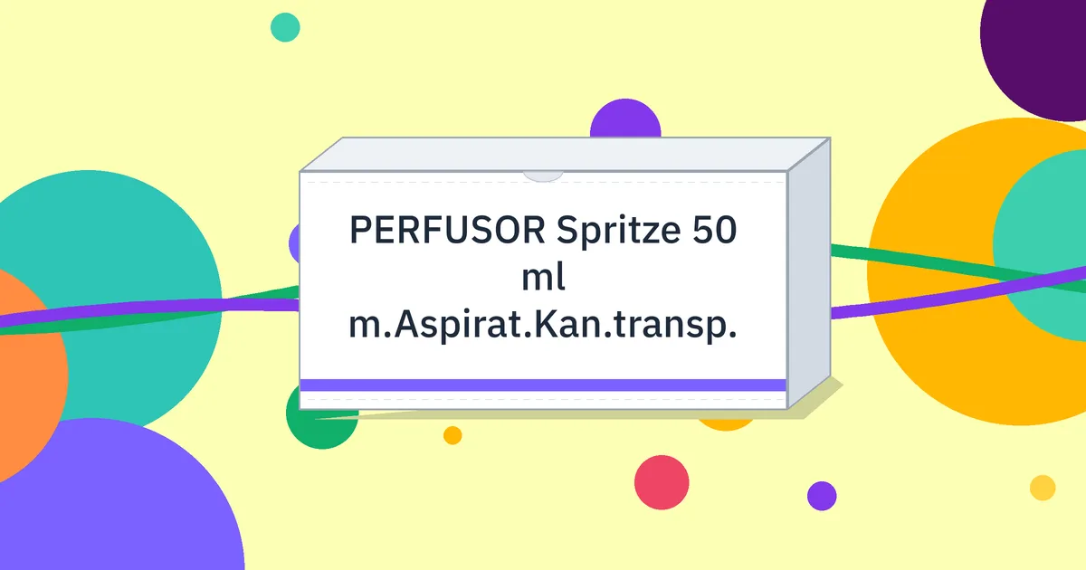Symbolbild: Packung mit der Aufschrift PERFUSOR Spritze 50 ml m.Aspirat.Kan.transp. (PZN 19621822) – Verfügbarkeit und Bezug in Apotheken in Frankfurt am Main