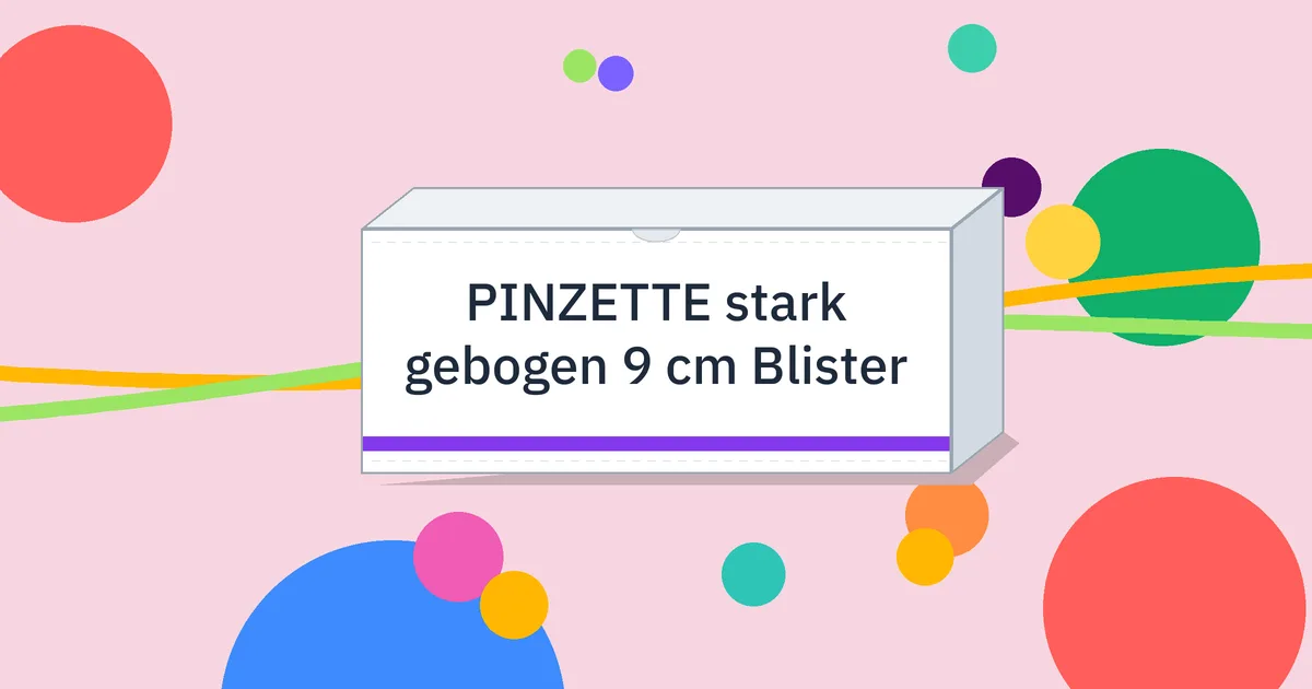 Symbolbild: Packung mit der Aufschrift PINZETTE stark gebogen 9 cm Blister (PZN 10350391) – Verfügbarkeit und Bezug in Apotheken in Frankfurt am Main