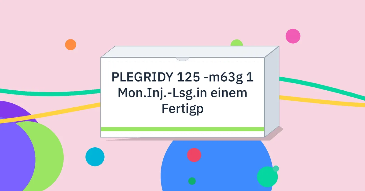 Symbolbild: Packung mit der Aufschrift PLEGRIDY 125 -m63g 1 Mon.Inj.-Lsg.in einem Fertigp (PZN 10318513) – Verfügbarkeit und Bezug in Apotheken in Frankfurt am Main