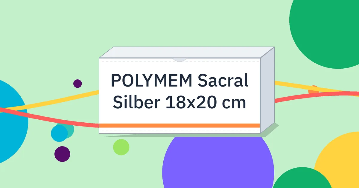 Symbolbild: Packung mit der Aufschrift POLYMEM Sacral Silber 18x20 cm (PZN 02671885) – Verfügbarkeit und Bezug in Apotheken in Frankfurt am Main