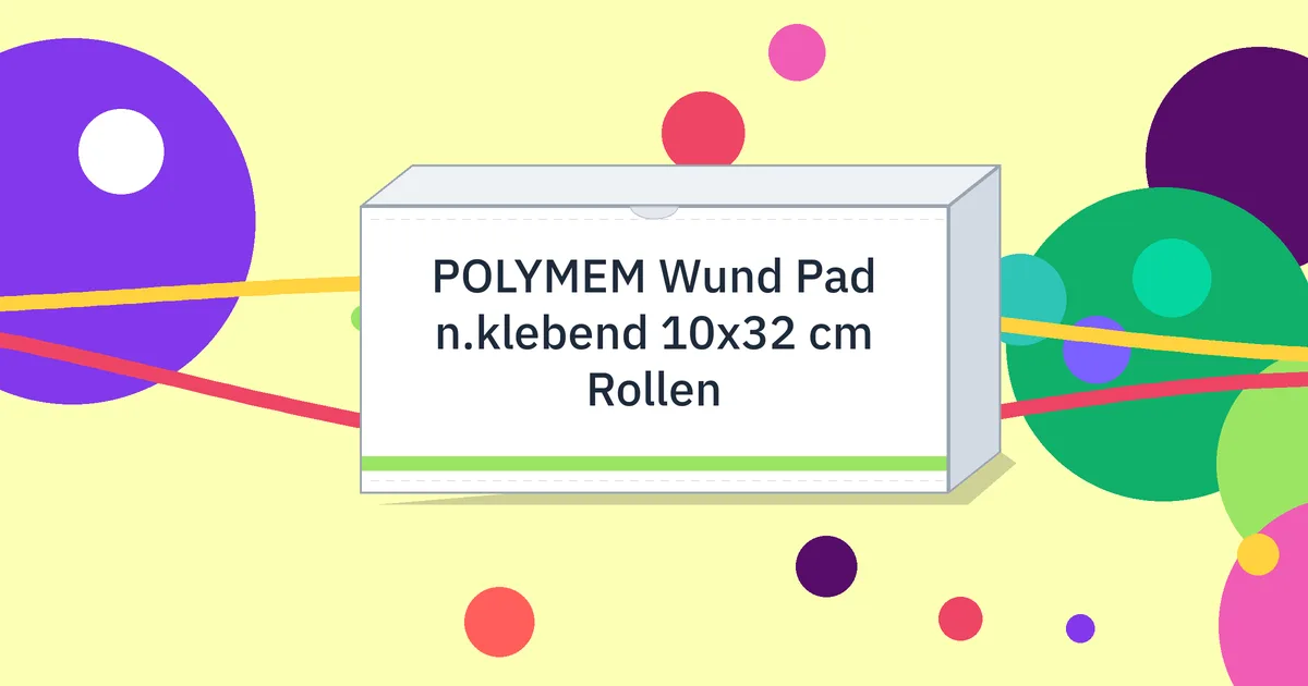 Symbolbild: Packung mit der Aufschrift POLYMEM Wund Pad n.klebend 10x32 cm Rollen (PZN 16784305) – Verfügbarkeit und Bezug in Apotheken in Frankfurt am Main