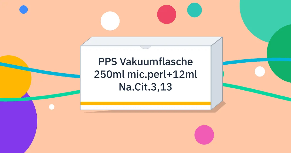 Symbolbild: Packung mit der Aufschrift PPS Vakuumflasche 250ml mic.perl+12ml Na.Cit.3,13 (PZN 05029385) – Verfügbarkeit und Bezug in Apotheken in Frankfurt am Main
