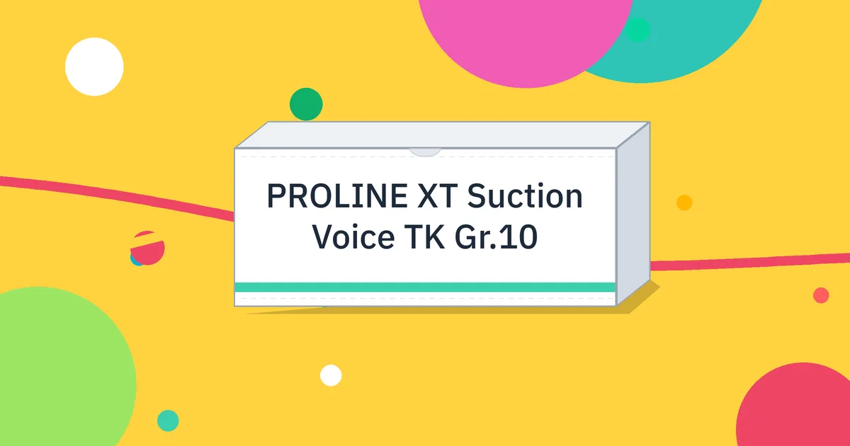 Symbolbild: Packung mit der Aufschrift PROLINE XT Suction Voice TK Gr.10 (PZN 17600075) – Verfügbarkeit und Bezug in Apotheken in Frankfurt am Main