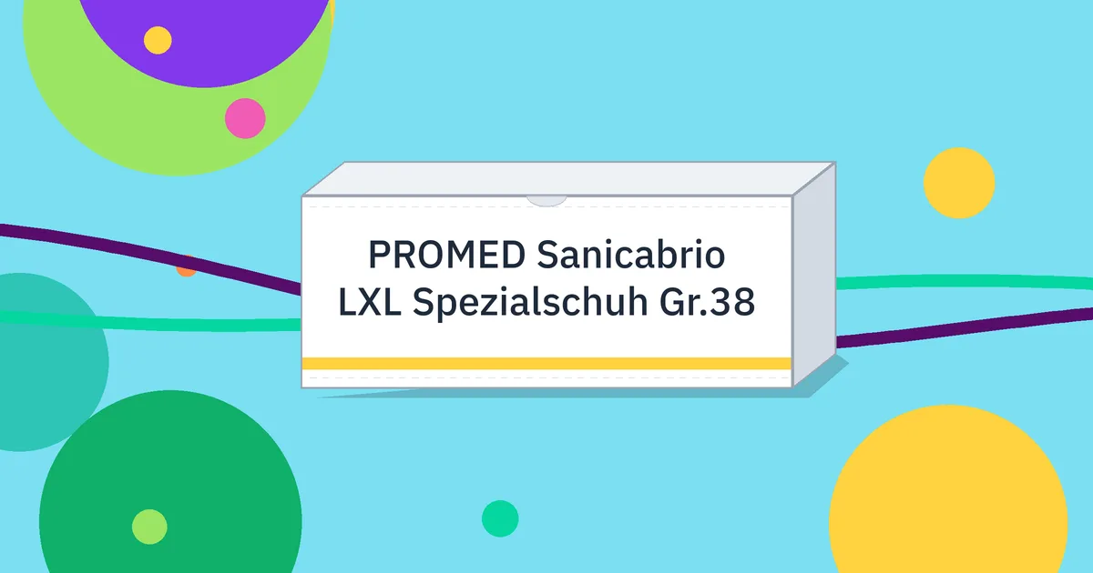 Symbolbild: Packung mit der Aufschrift PROMED Sanicabrio LXL Spezialschuh Gr.38 (PZN 05481866) – Verfügbarkeit und Bezug in Apotheken in Frankfurt am Main