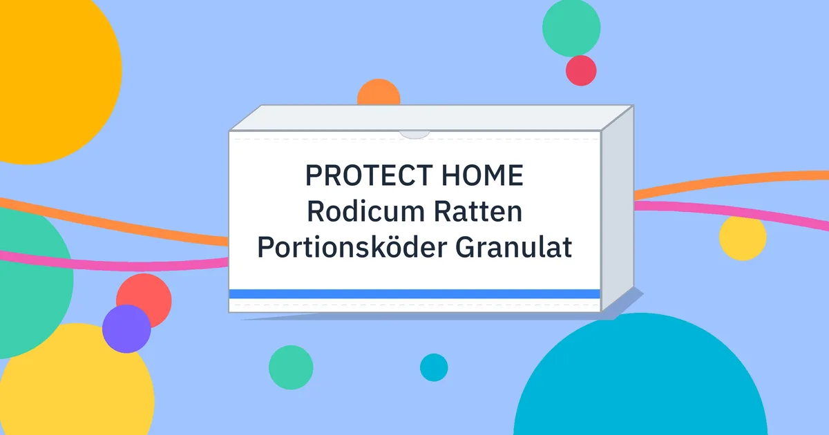 Symbolbild: Packung mit der Aufschrift PROTECT HOME Rodicum Ratten Portionsköder Granulat (PZN 13753652) – Verfügbarkeit und Bezug in Apotheken in Frankfurt am Main