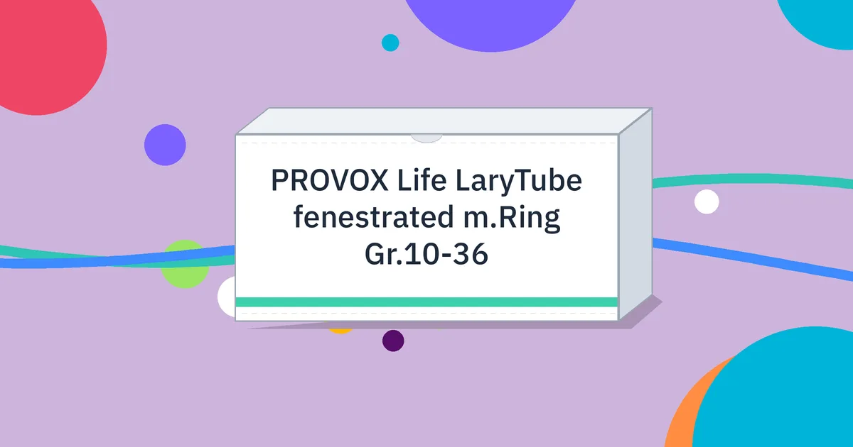 Symbolbild: Packung mit der Aufschrift PROVOX Life LaryTube fenestrated m.Ring Gr.10-36 (PZN 19625547) – Verfügbarkeit und Bezug in Apotheken in Frankfurt am Main