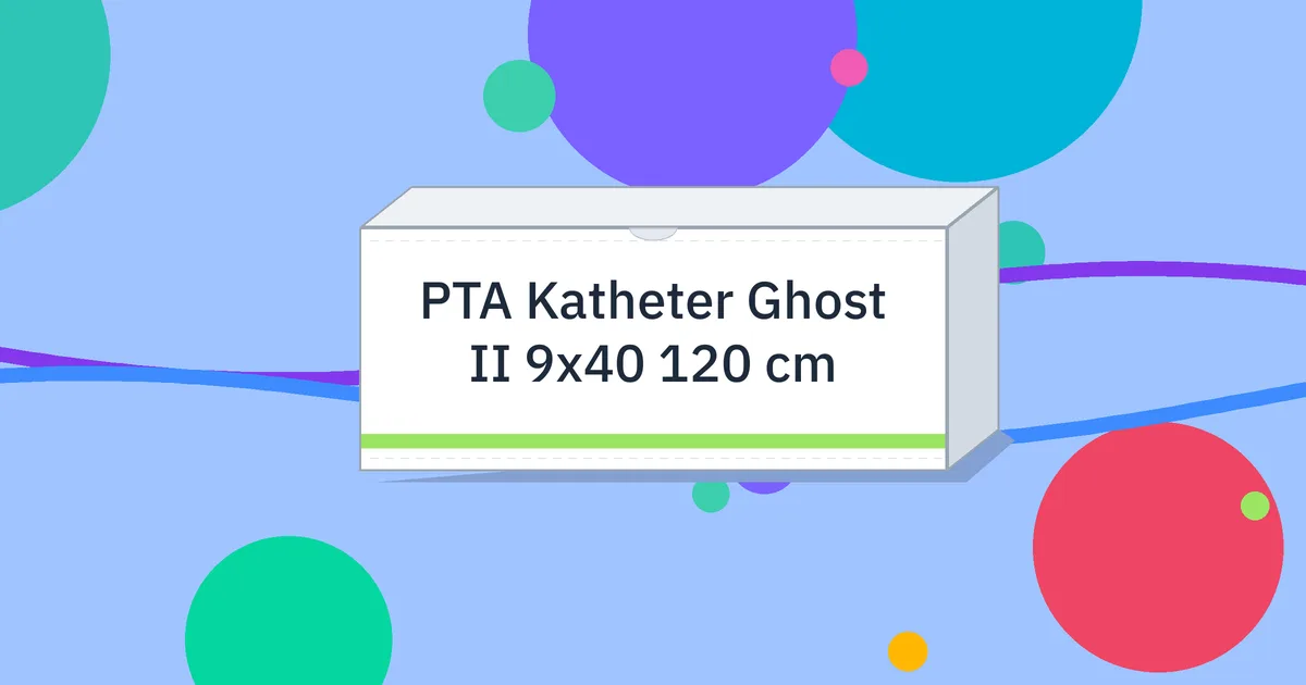 Symbolbild: Packung mit der Aufschrift PTA Katheter Ghost II 9x40 120 cm (PZN 00111432) – Verfügbarkeit und Bezug in Apotheken in Frankfurt am Main