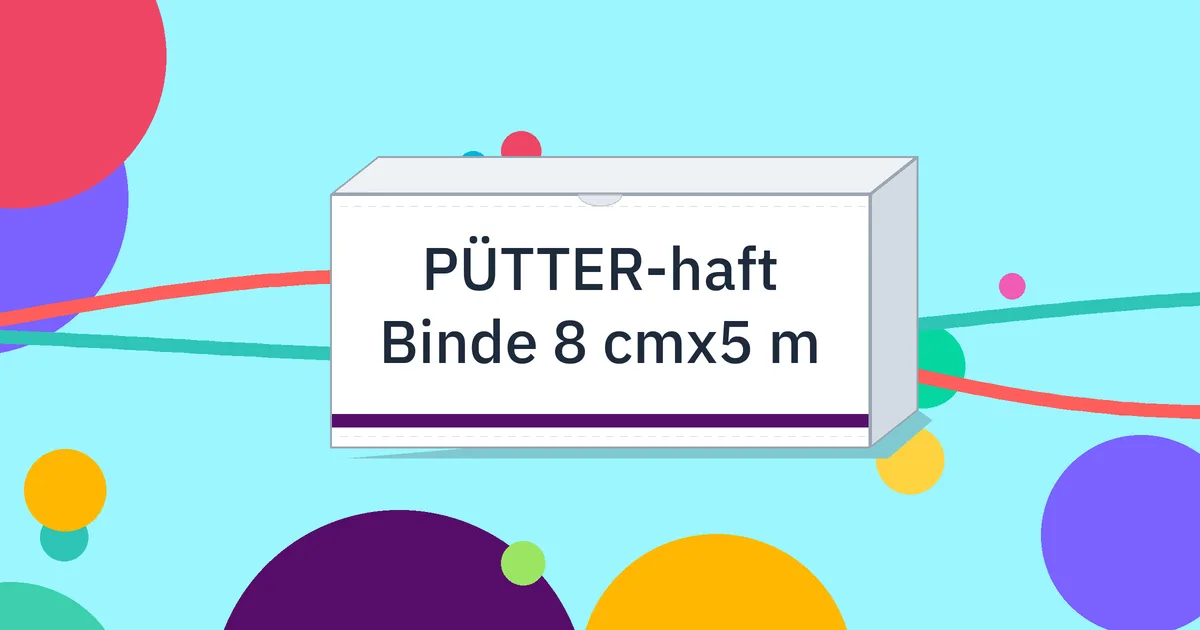 Symbolbild: Packung mit der Aufschrift PÜTTER-haft Binde 8 cmx5 m (PZN 11319408) – Verfügbarkeit und Bezug in Apotheken in Frankfurt am Main