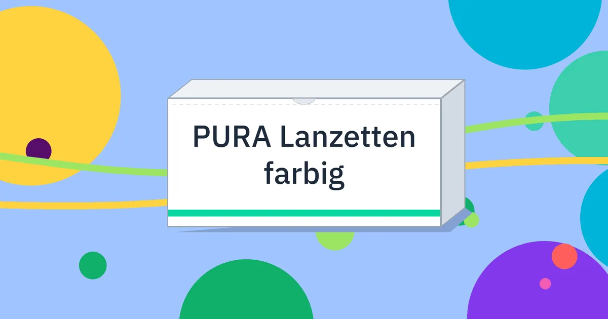 Symbolbild: Packung mit der Aufschrift PURA Lanzetten farbig (PZN 09630903) – Verfügbarkeit und Bezug in Apotheken in Frankfurt am Main