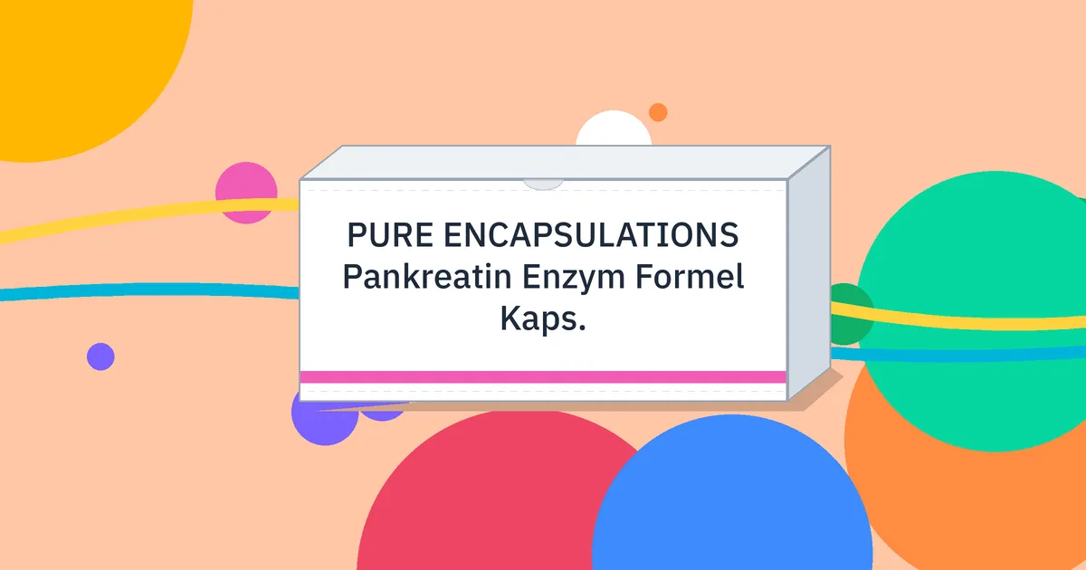 Symbolbild: Packung mit der Aufschrift PURE ENCAPSULATIONS Pankreatin Enzym Formel Kaps. (PZN 02705561) – Verfügbarkeit und Bezug in Apotheken in Frankfurt am Main