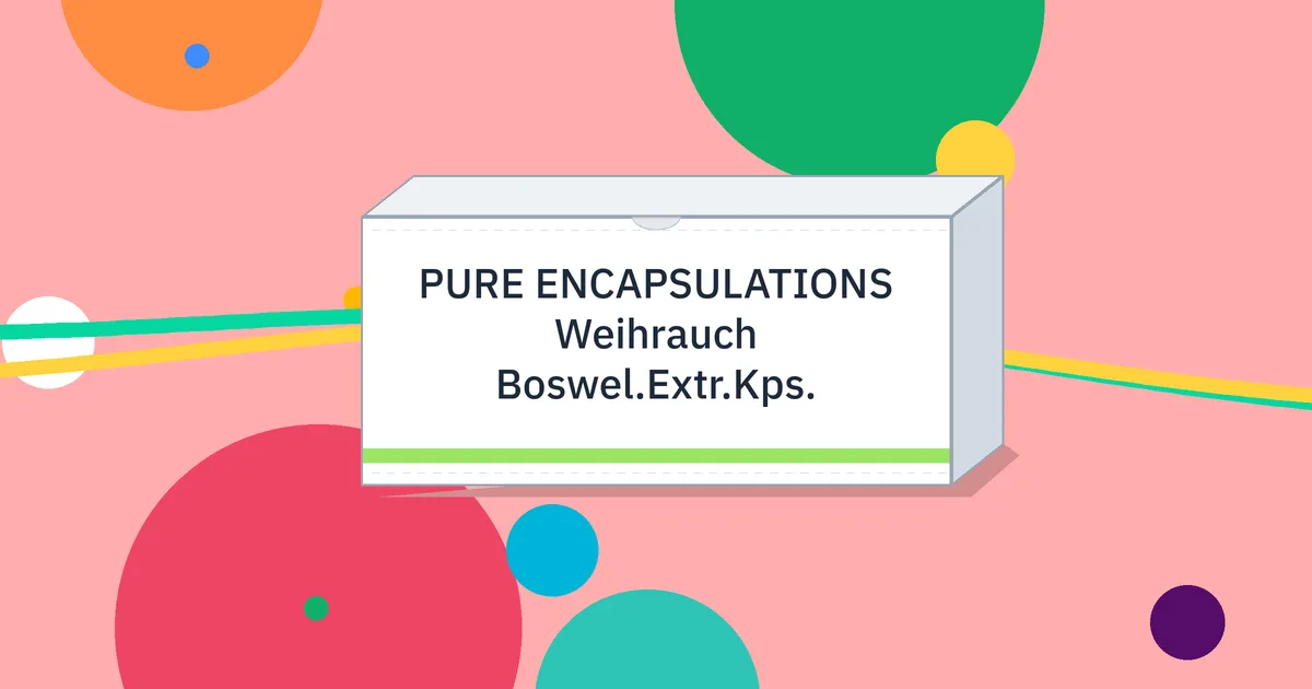 Symbolbild: Packung mit der Aufschrift PURE ENCAPSULATIONS Weihrauch Boswel.Extr.Kps. (PZN 02788222) – Verfügbarkeit und Bezug in Apotheken in Frankfurt am Main