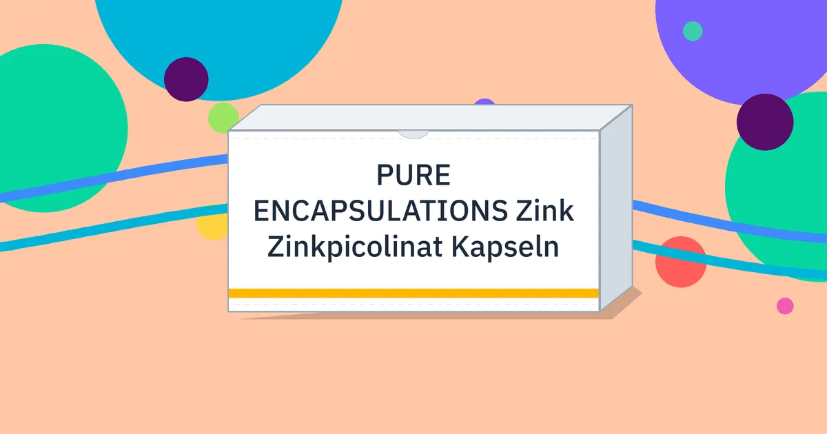 Symbolbild: Packung mit der Aufschrift PURE ENCAPSULATIONS Zink Zinkpicolinat Kapseln (PZN 13923083) – Verfügbarkeit und Bezug in Apotheken in Frankfurt am Main