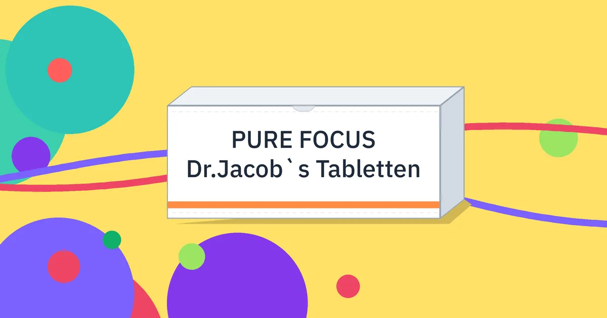 Symbolbild: Packung mit der Aufschrift PURE FOCUS Dr.Jacob`s Tabletten (PZN 18029843) – Verfügbarkeit und Bezug in Apotheken in Frankfurt am Main