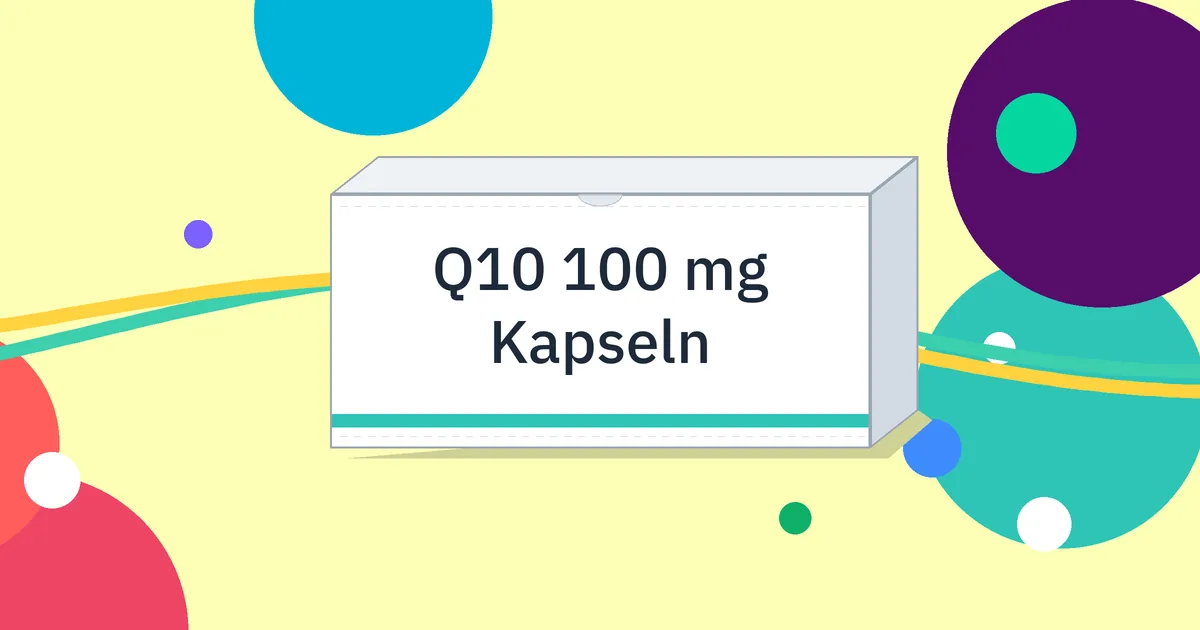 Symbolbild: Packung mit der Aufschrift Q10 100 mg Kapseln (PZN 19302488) – Verfügbarkeit und Bezug in Apotheken in Frankfurt am Main