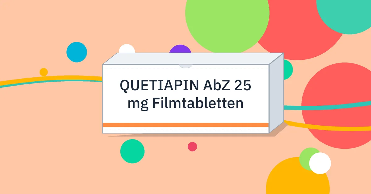 Symbolbild: Packung mit der Aufschrift QUETIAPIN AbZ 25 mg Filmtabletten (PZN 09246205) – Verfügbarkeit und Bezug in Apotheken in Frankfurt am Main