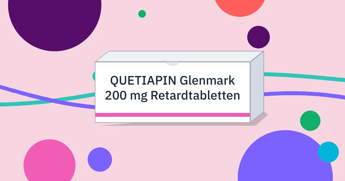 Symbolbild: Packung mit der Aufschrift QUETIAPIN Glenmark 200 mg Retardtabletten (PZN 16031592) – Verfügbarkeit und Bezug in Apotheken in Frankfurt am Main