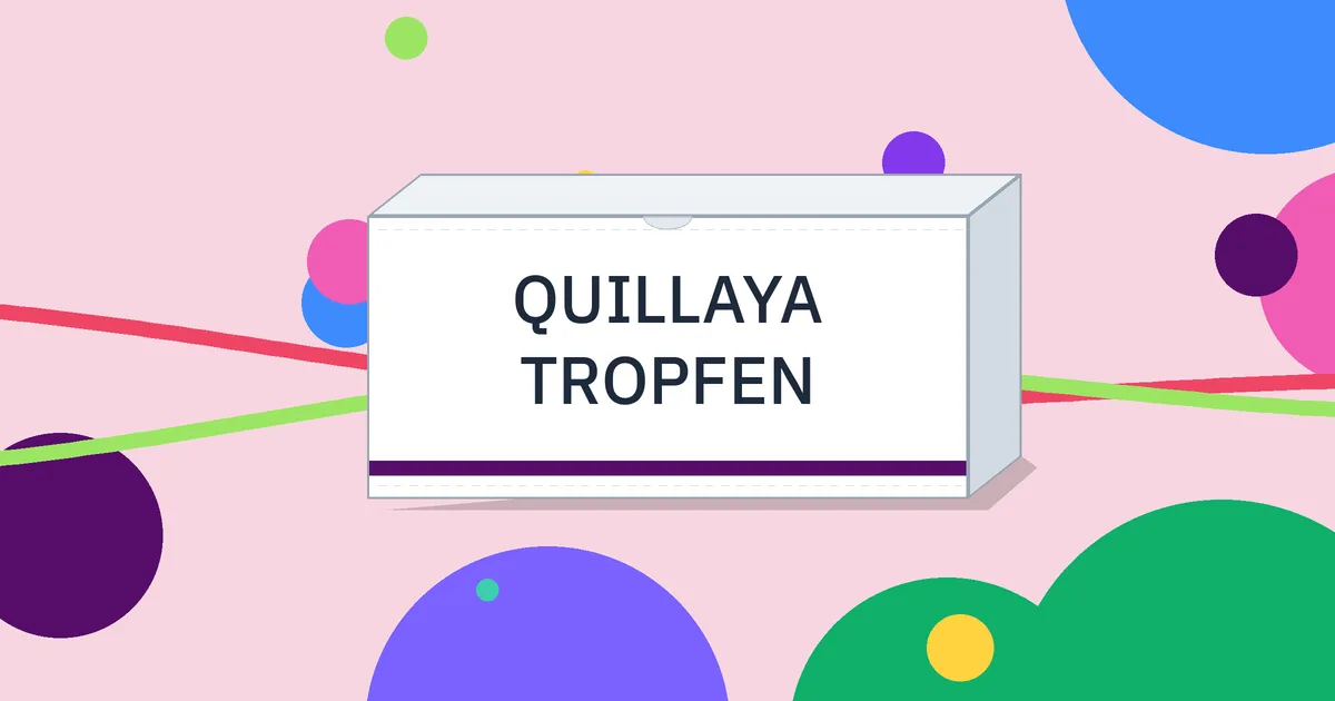Symbolbild: Packung mit der Aufschrift QUILLAYA TROPFEN (PZN 15229599) – Verfügbarkeit und Bezug in Apotheken in Frankfurt am Main
